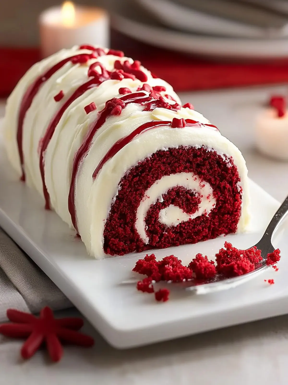Irresistible Red Velvet Cake Roll with Cream Cheese Frosting